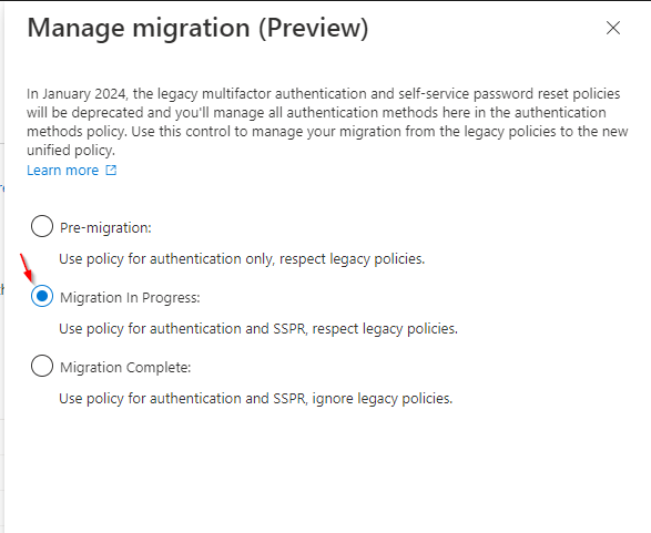 Migrate legacy SSPR/MFA authentication methods before January 2024 ...